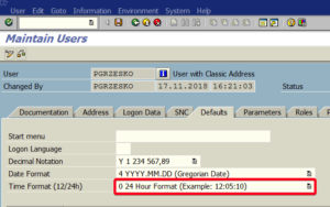 How to change time format in SAP using transaction SU01? - SAPported